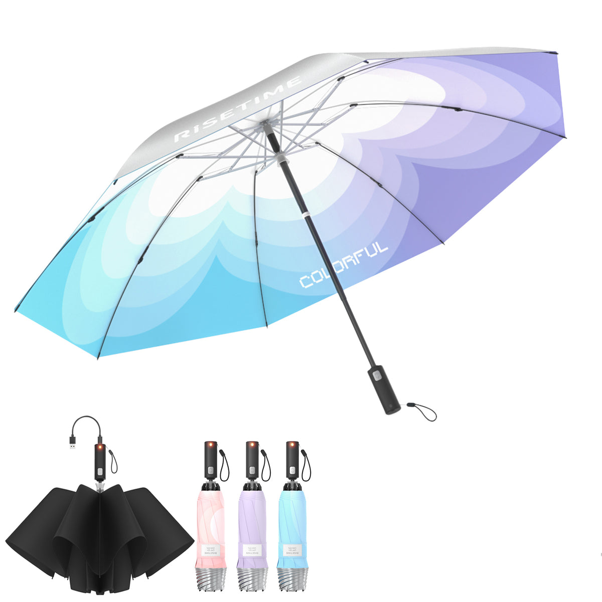 RUMBRELLA UV Protection Inverted Umbrella - Easy Auto Close Open Retra