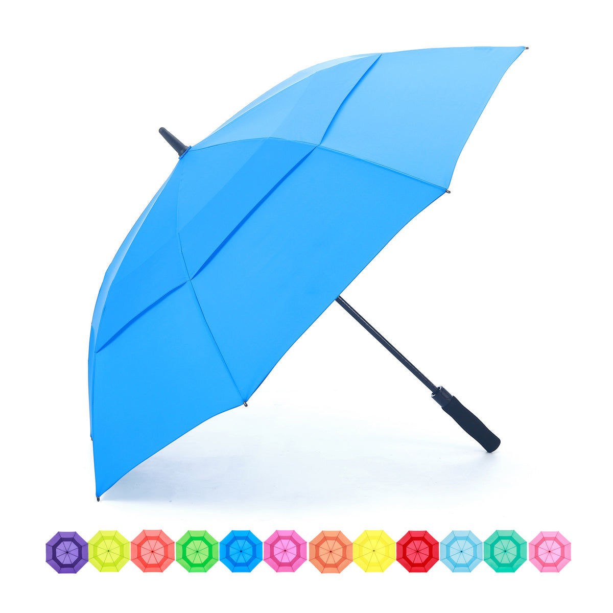 RUMBRELLA Golf Umbrella Windproof Double Canopy UV UPF 50+ Auto Open 55IN