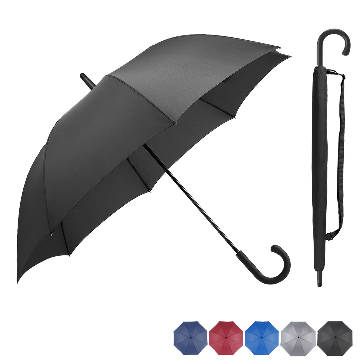 RUMBRELLA Hook Handle Umbrella Windproof UPF 50+, j Stick UV Auto Open 54IN