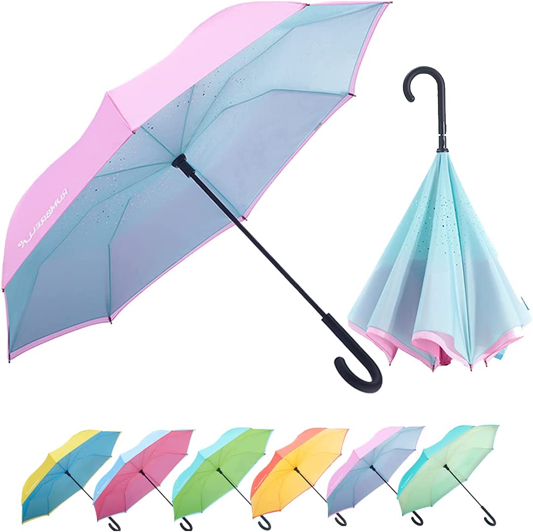 RUMBRELLA Reverse Umbrella Auto Close Windproof Car Umbrella Inverted